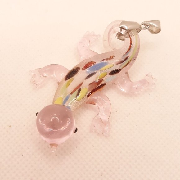 Jewelry | Light Pink Art Glass Lizard Or Salamander Pendant | Poshmark